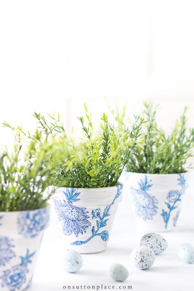 DIY Mod Podge Terra Cotta Pots - On Sutton Place