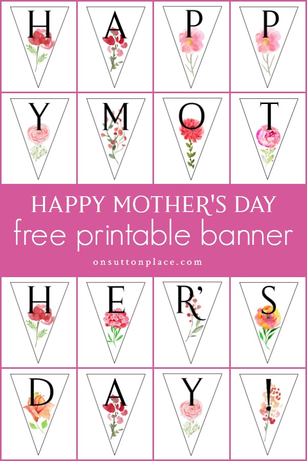 Happy Mother's Day Banner Free Printable - On Sutton Place