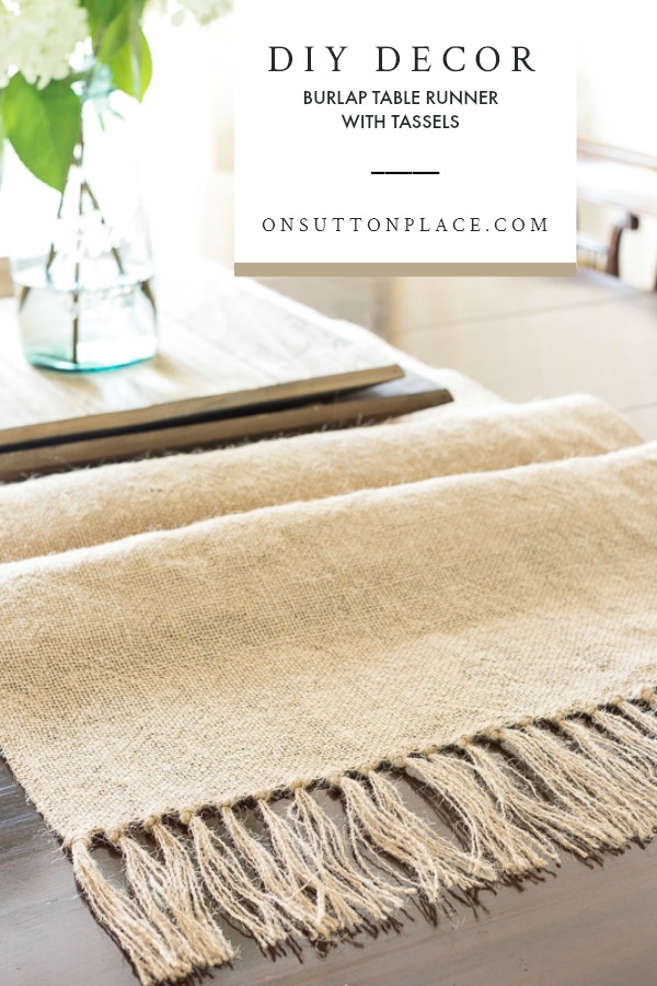 DIY Burlap Table Runner with Tassels - On Sutton Place