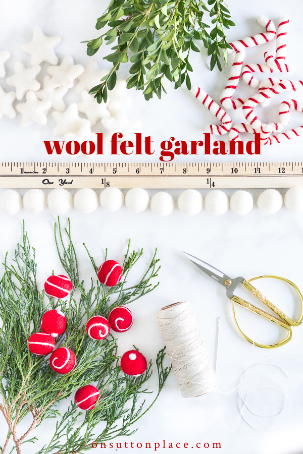 DIY Christmas Garland from Wool Felt Balls - On Sutton Place