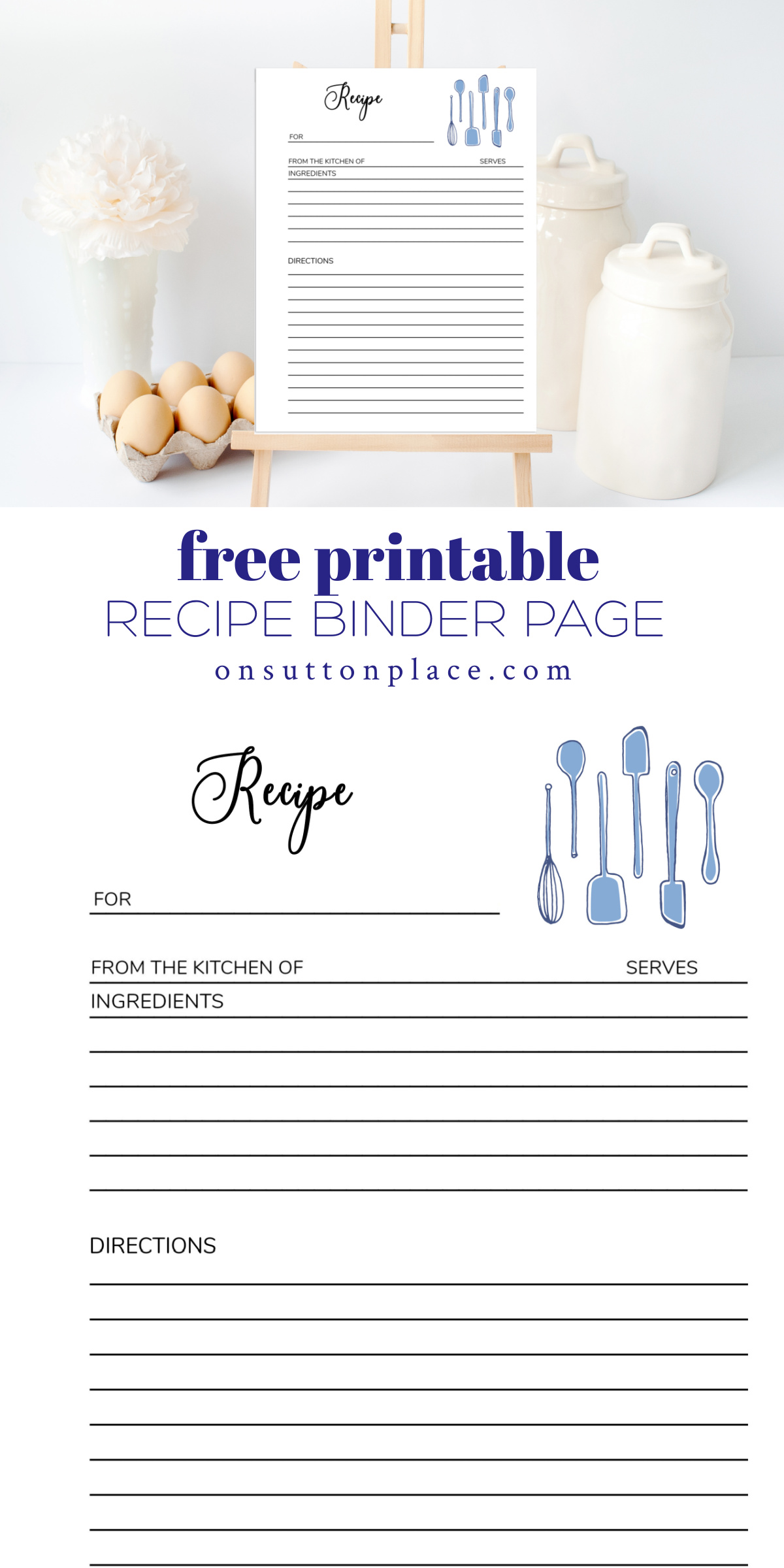 Printable Recipe Binder Pages: A Seasonal Collection - On Sutton Place