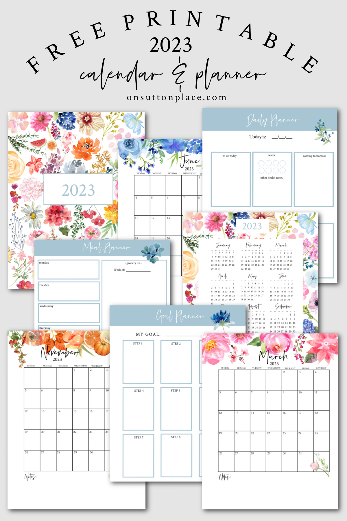 2023 Free Printable Calendar with Planner Pages - On Sutton Place
