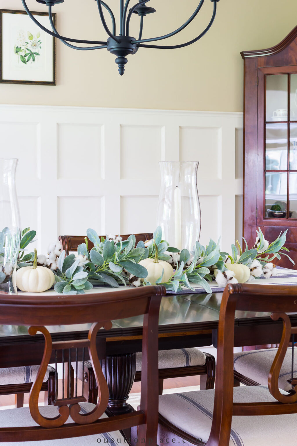 Fall Garland with Lamb's Ear + Cotton Bolls | On Sutton Place