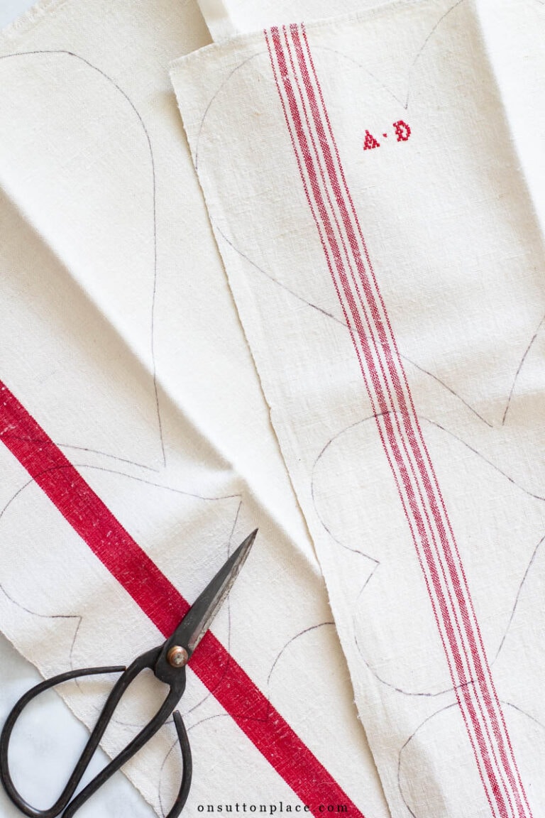 DIY Grain Sack Lavender Heart Sachets - On Sutton Place