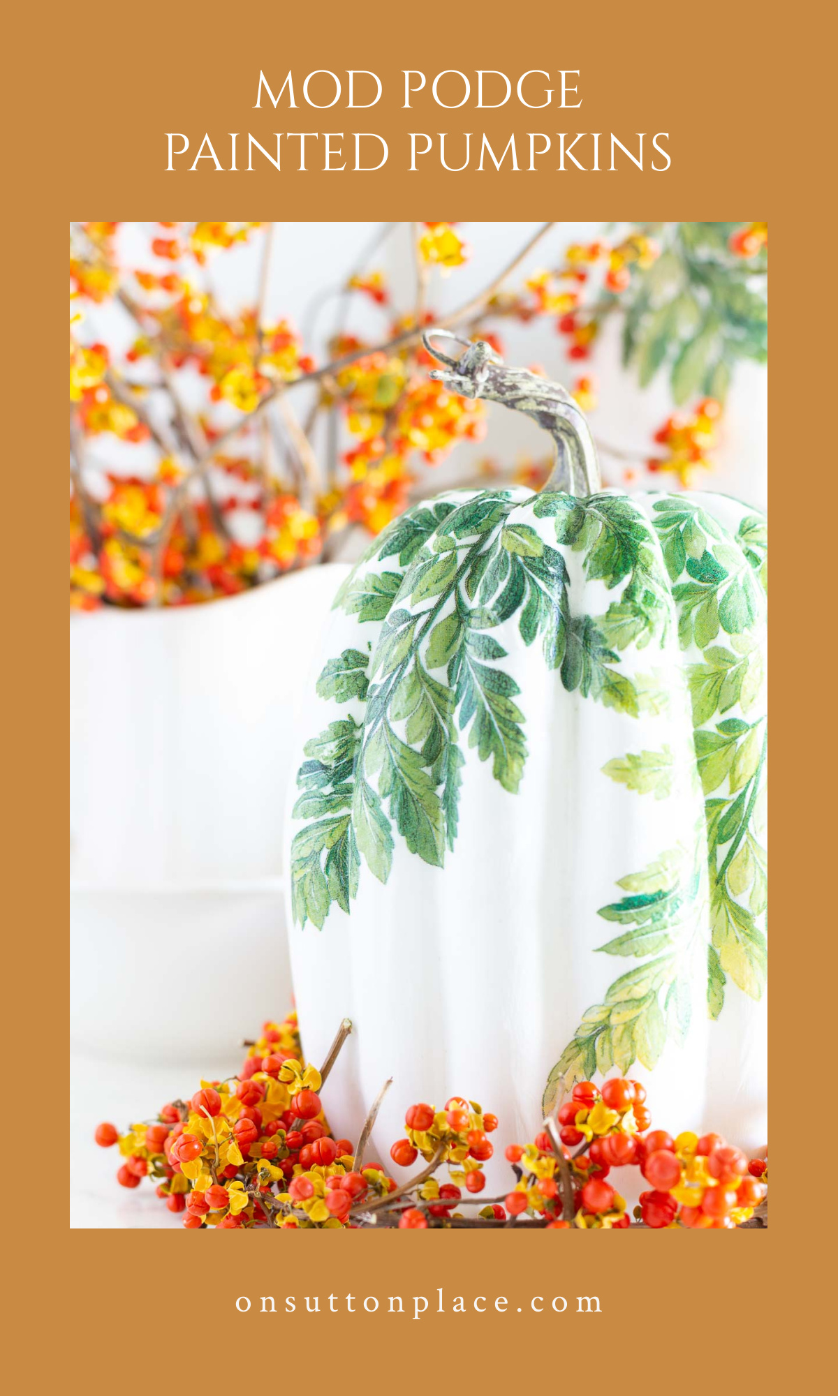 DIY Mod Podge Painted Pumpkins - On Sutton Place