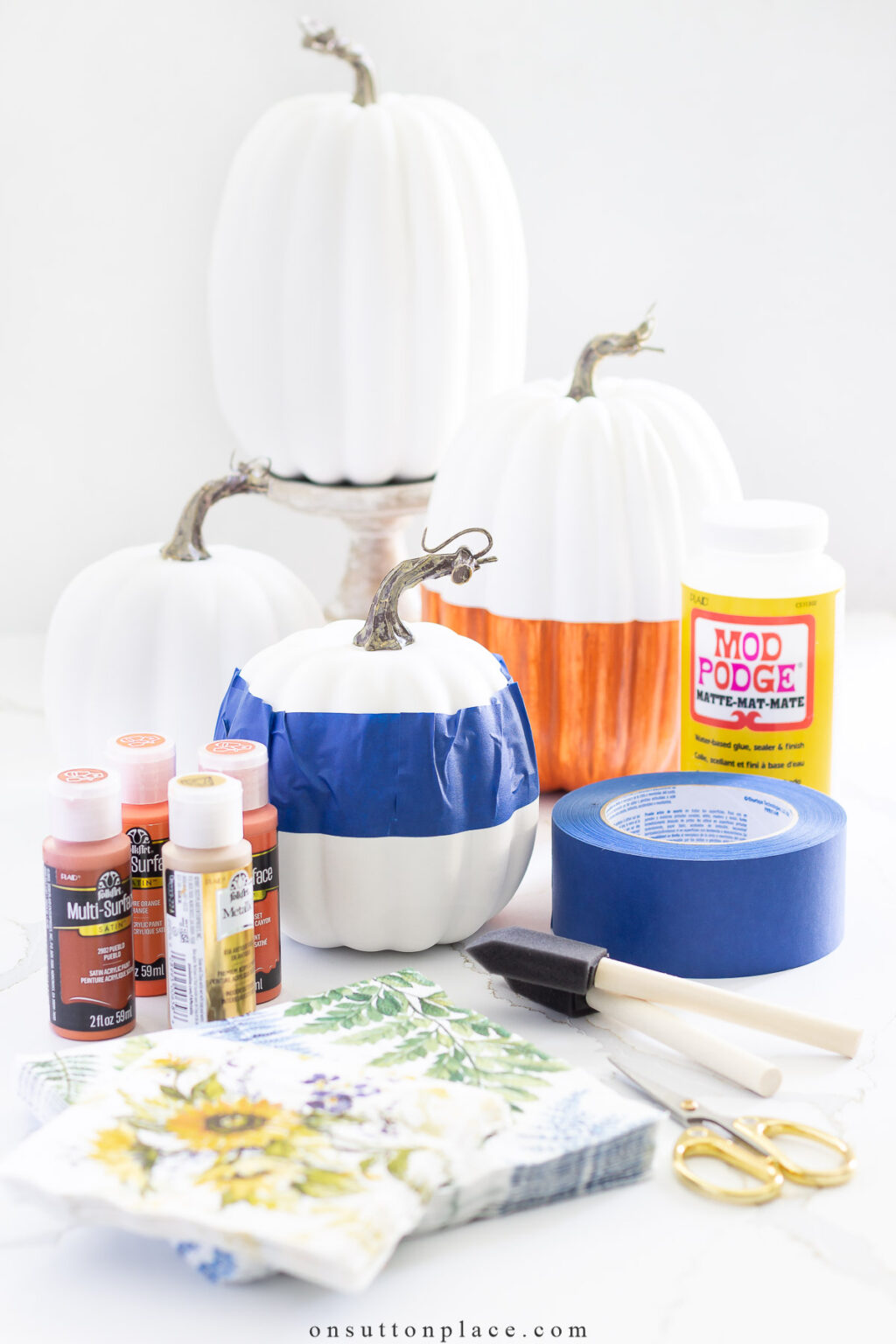 DIY Mod Podge Painted Pumpkins - On Sutton Place