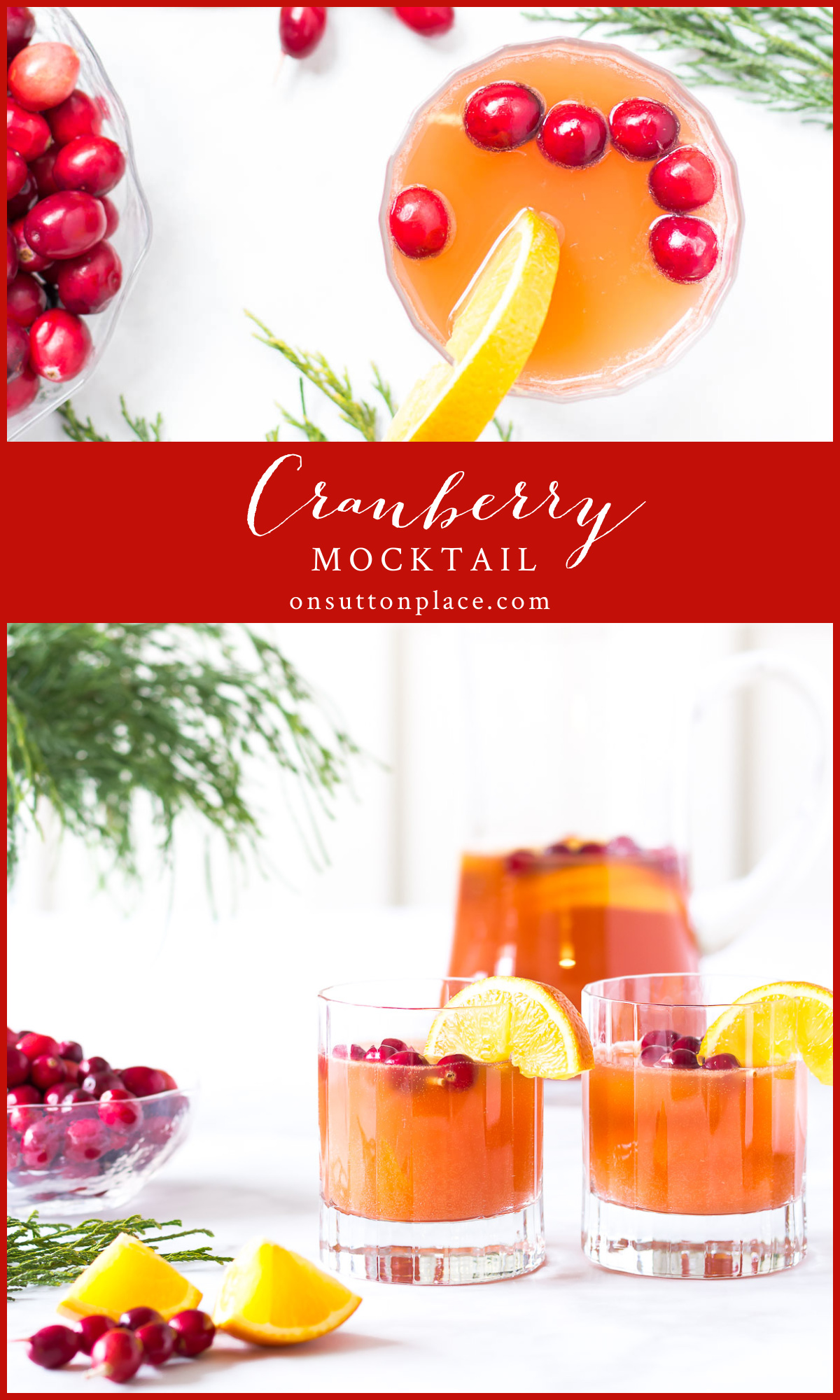 Sparkling Cranberry Mocktail Recipe With Ginger Ale - On Sutton Place