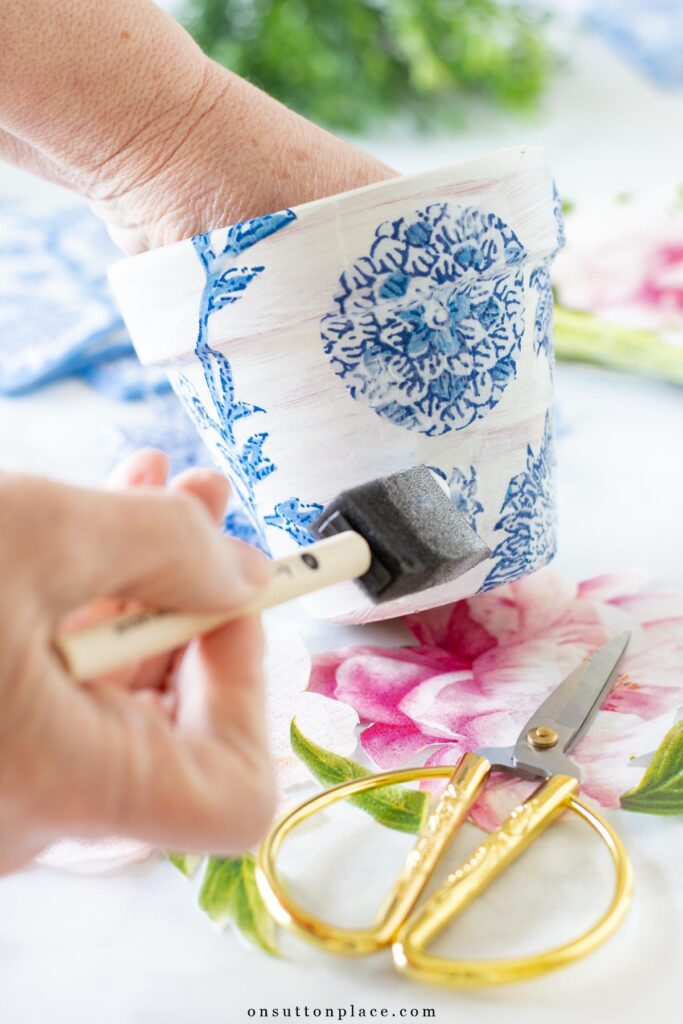 DIY Mod Podge Terra Cotta Pots - On Sutton Place