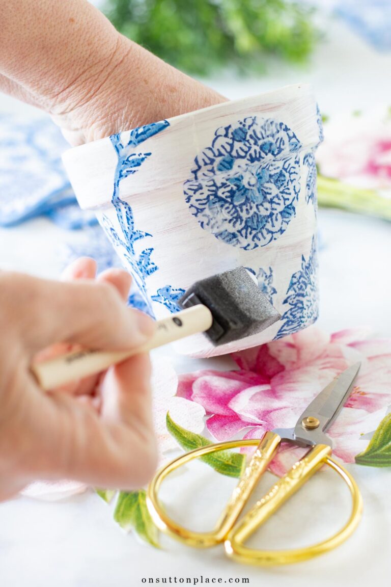 DIY Mod Podge Terra Cotta Pots - On Sutton Place