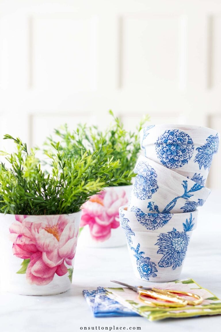 DIY Mod Podge Terra Cotta Pots - On Sutton Place