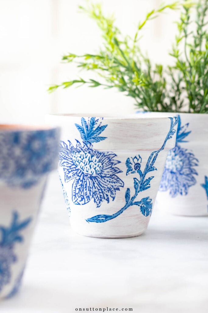 DIY Mod Podge Terra Cotta Pots - On Sutton Place