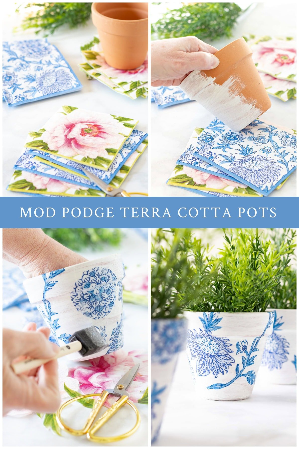 DIY Mod Podge Terra Cotta Pots - On Sutton Place
